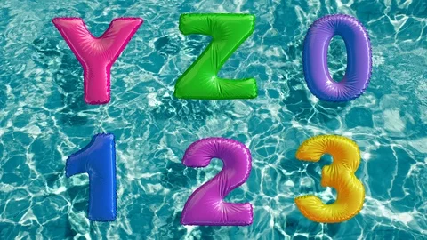alphabet made of shaped inflatable swim ... | Stock Video | Pond5
