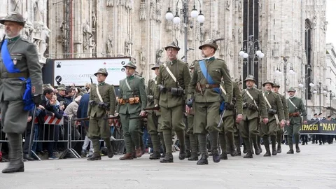 Alpini annual parade in Piazza Duomo, Mi... | Stock Video | Pond5