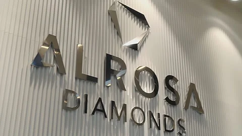 Alrosa logo on the wall of their diamong... | Stock Video | Pond5