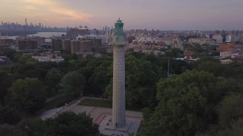 alt dusk flying counter clock around For... | Stock Video | Pond5