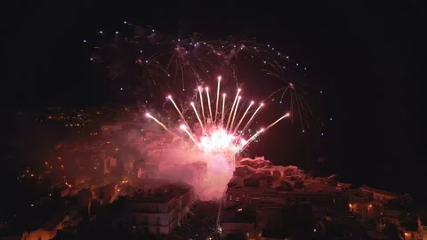 alt flying counter clock around firework... | Stock Video | Pond5