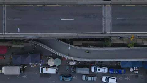 alt overhead view of car and bike lanes ... | Stock Video | Pond5