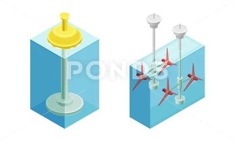 Alternative power sources set. Hydropower station generator. Green ...