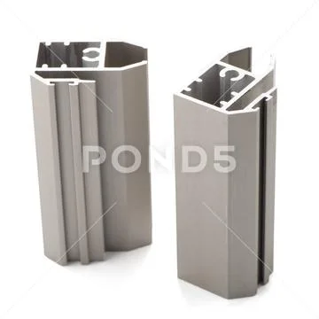Aluminium profile sample Aluminium profile sample isolated on white ...