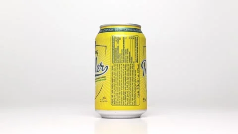 Aluminum can of Radler beer on a white b... | Stock Video | Pond5