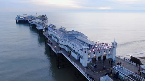 Amazing aerial view over Brighton Pier a... | Stock Video | Pond5