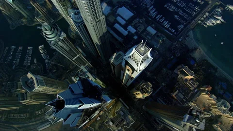 Amazing close-up birds-eye view of skysc... | Stock Video | Pond5