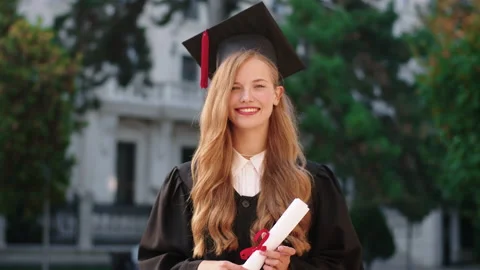 Amazing student lady graduate with a gra... | Stock Video | Pond5