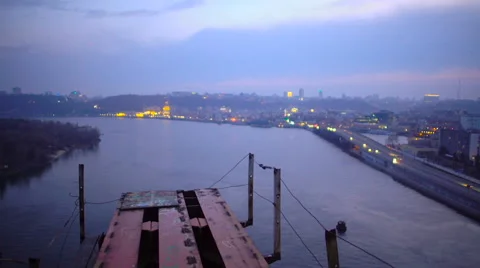 Amazing view on night city from the edge... | Stock Video | Pond5