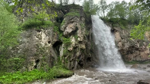 Amazing Waterfall, Falling Water Hitting... | Stock Video | Pond5