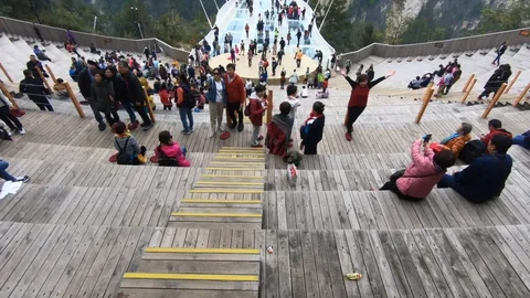 Amazing Zhangjiajie Glass bridge over ca... | Stock Video | Pond5