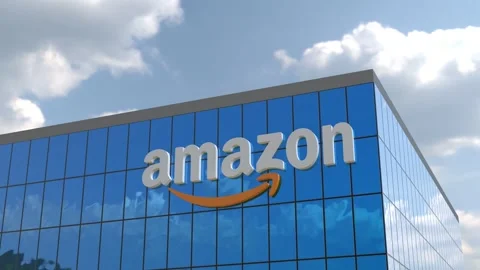 Amazon Editorial Use Only 4K Logo on Cor... | Stock Video | Pond5