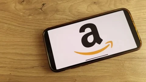 Amazon logo displayed on mobile phone | Stock Video | Pond5