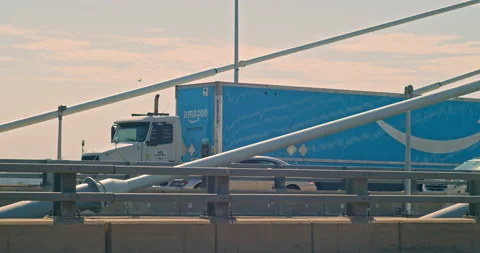 Amazon Prime 18 wheeler delivery truck c... | Stock Video | Pond5