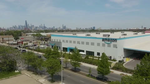 Amazon Warehouse with Chicago Skyline in... | Stock Video | Pond5