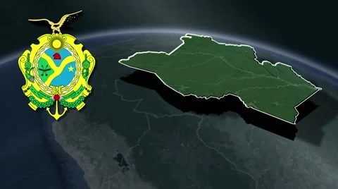 Amazonas whit Coat of arms animation map | Stock Video | Pond5