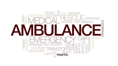 Ambulance animated word cloud, text desi... | Stock Video | Pond5