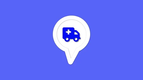 Ambulance car icon animated on a blue ba... | Stock Video | Pond5