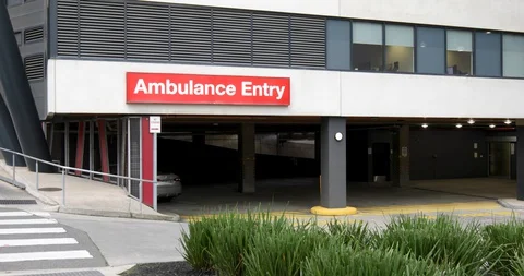Ambulance Entry Sign at Major Hospital | Stock Video | Pond5