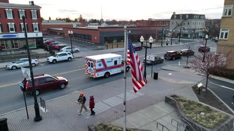Ambulance at red light. Aerial view of A... | Stock Video | Pond5