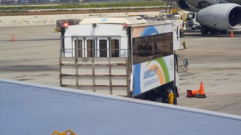 Ambulift airplane ambulance lift, medica... | Stock Video | Pond5