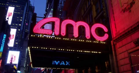 AMC Cinemas sign above Movie Theater ent... | Stock Video | Pond5