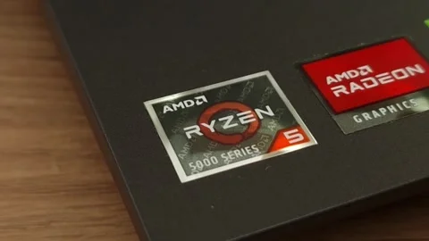 AMD Ryzen 5 processor logo displayed on ... | Stock Video | Pond5