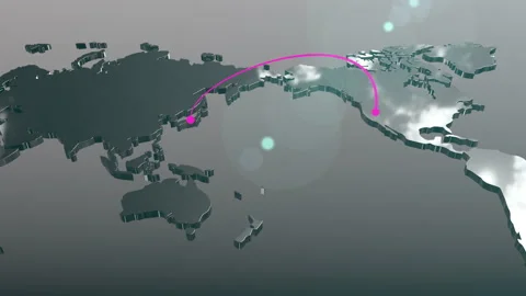 America to Japan connection world map an... | Stock Video | Pond5