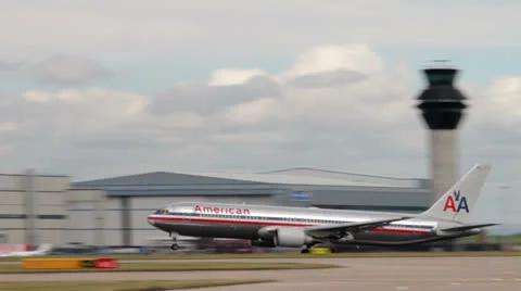 american airlines boeing 767 taking off ... | Stock Video | Pond5