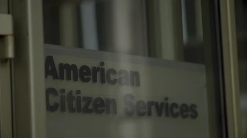 American Citizen Services sign at US Emb... | Stock Video | Pond5