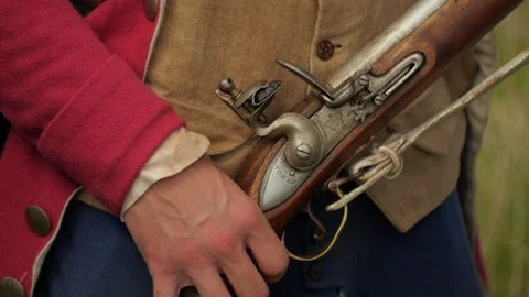 American Colonial Patriot holds his Flin... | Stock Video | Pond5