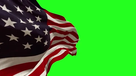 American flag on a green background, fab... | Stock Video | Pond5