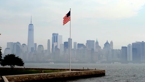 American Flag at New York Manhattan City... | Stock Video | Pond5