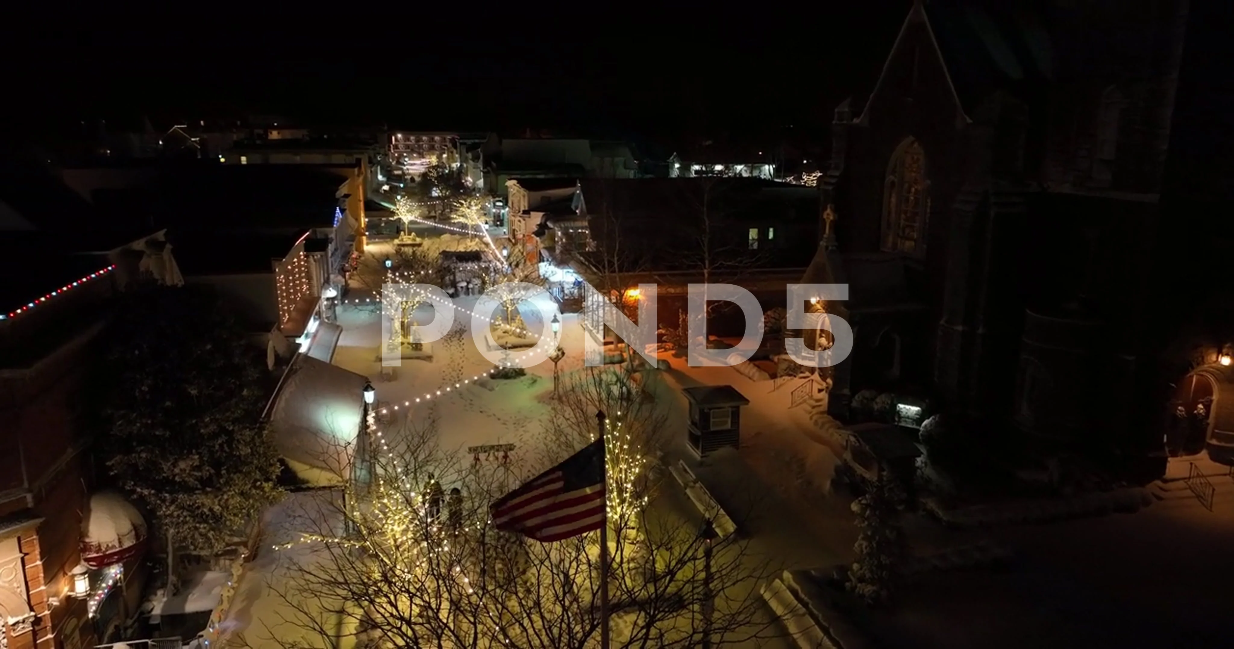 American Flag At Night Lighting