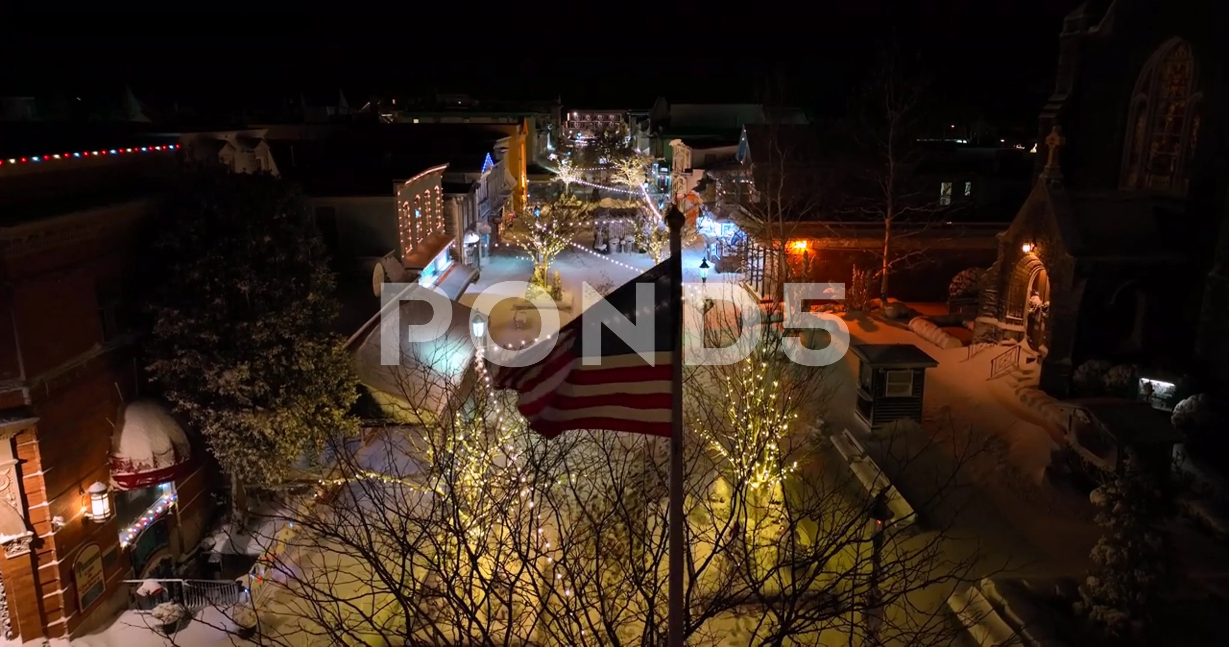 American Flag At Night Lighting