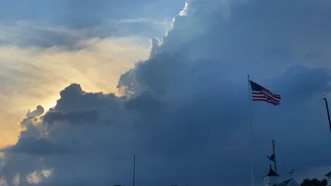 American Flag with Storm Clouds | Stock Video | Pond5