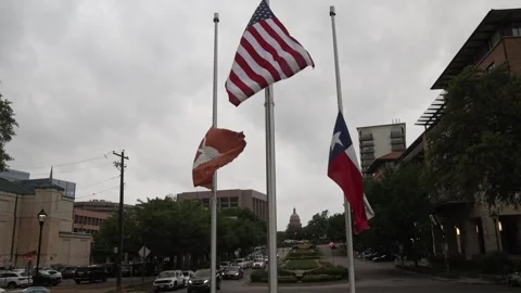 American flag, Texas state flag and Univ... | Stock Video | Pond5