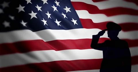 American flag waving and soldier silhoue... | Stock Video | Pond5