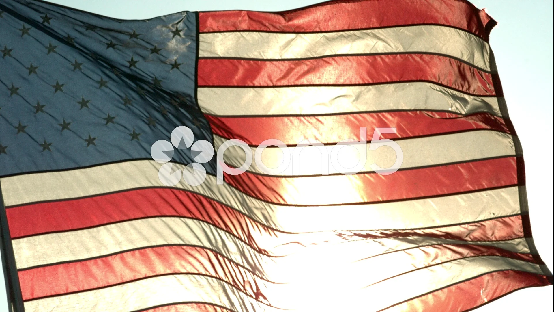 American Flag Waving In The Wind At Sunset Us Flag Waving Sunset