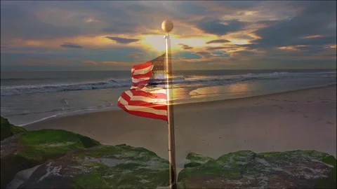 American flag waving in wind superimpose... | Stock Video | Pond5