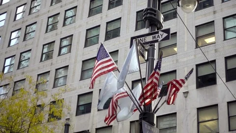 American flags on intersection street co... | Stock Video | Pond5