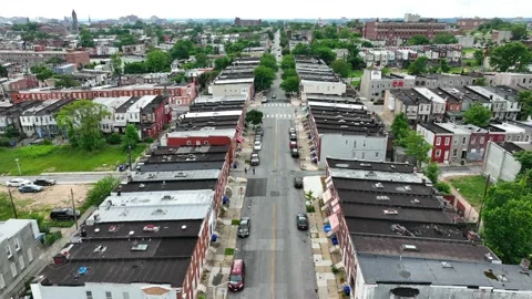 American inner city. Rising pullback rev... | Stock Video | Pond5