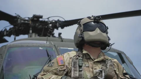 American military helicopter pilot soldi... | Stock Video | Pond5
