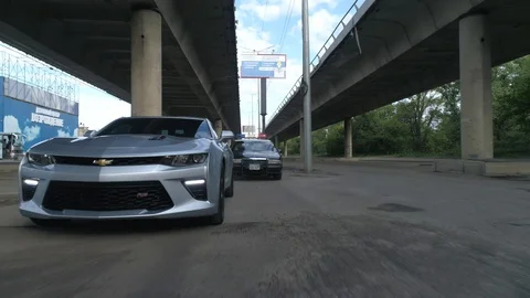 American police car catches up with the ... | Stock Video | Pond5