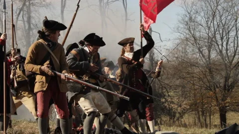 American Revolution Militia FIRE muskets... | Stock Video | Pond5