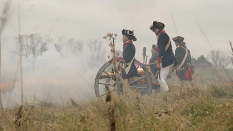 American Revolution Soldiers FIRE Cannon... | Stock Video | Pond5