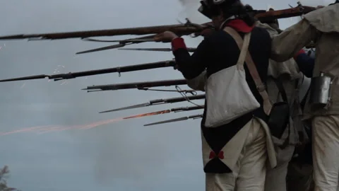 American Revolution Soldiers FIRE musket... | Stock Video | Pond5