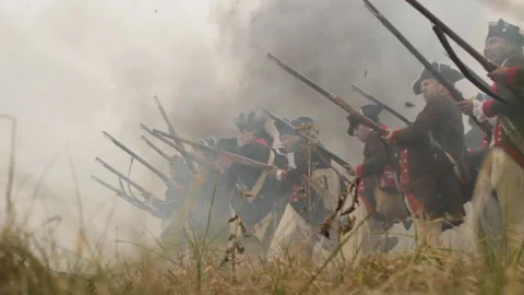 American Revolution Soldiers FIRE musket... | Stock Video | Pond5