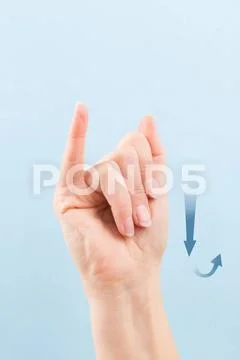 American sign language. American sign language. Female hand showing ...