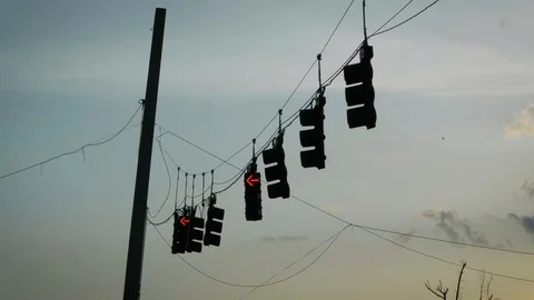 American Traffic Lights Hanging On A Cab... | Stock Video | Pond5